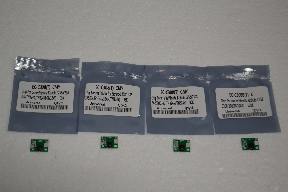 4 x Replacement Toner Chip Refill (CMYK) for Konica Minolta Bizhub C30 ...