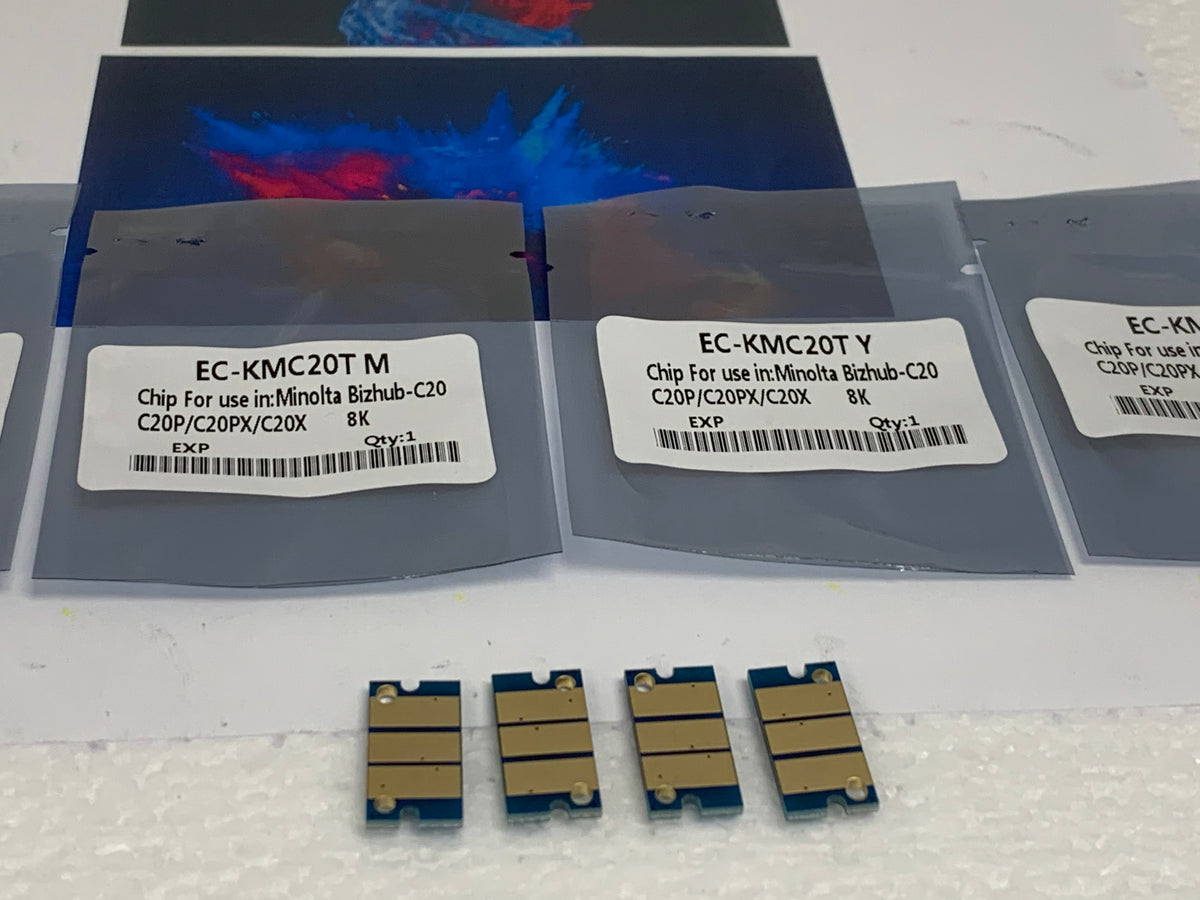 4 Replacement Toner Chip Refill for Konica Minolta Bizhub C20 C20P C20 ...